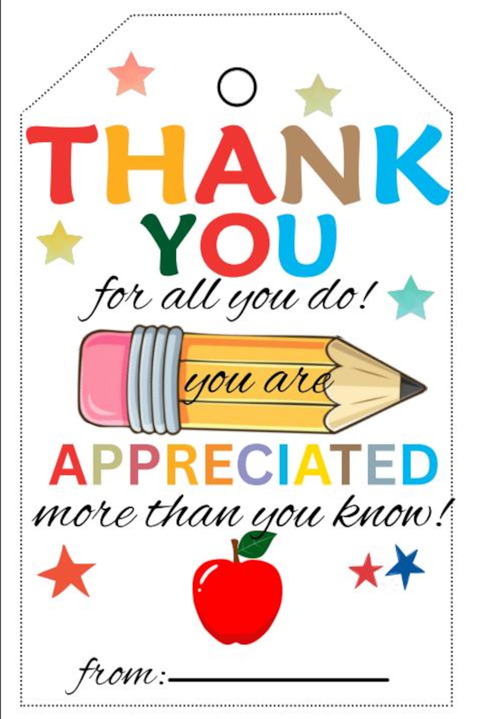 Editable Teacher Gift Tag – Printable Thank You Tag – Canva Template ...