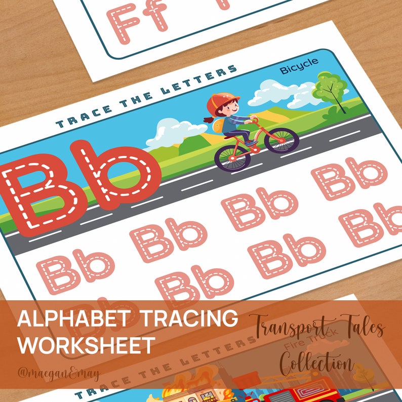 Alphabet Tracing Worksheet, Printable Vehicle Themed Handwriting Letter ...