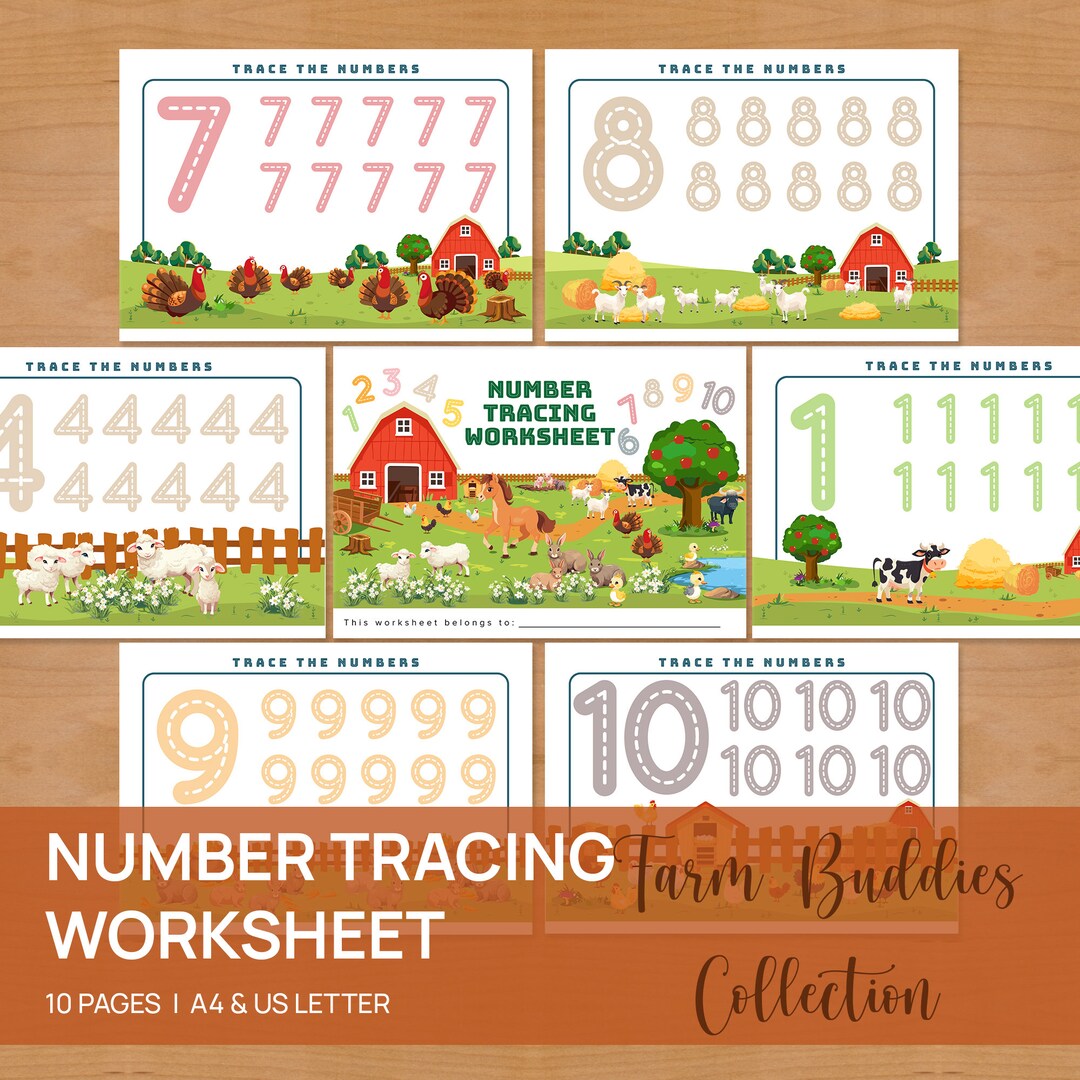 Number Tracing Worksheet, Preschool Handwriting Practice Sheets, 1-10 ...
