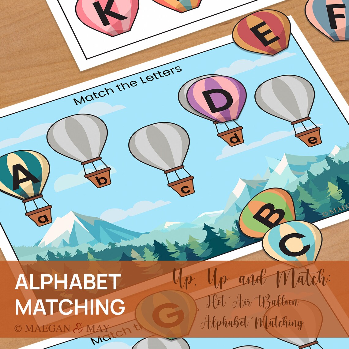 Alphabet Matching Worksheet for Preschoolers, Letter Pairing Activity ...
