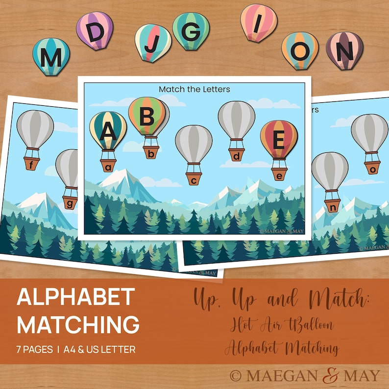 Alphabet Matching Worksheet for Preschoolers, Letter Pairing Activity ...
