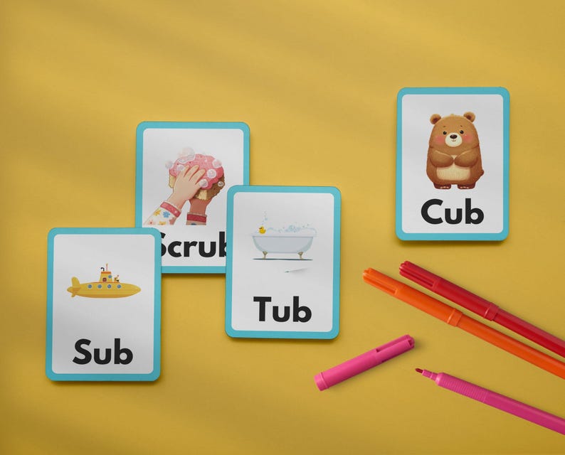 Phonics Rhyming Word Families Flashcards | 120 Printable Cards, 30 Word ...