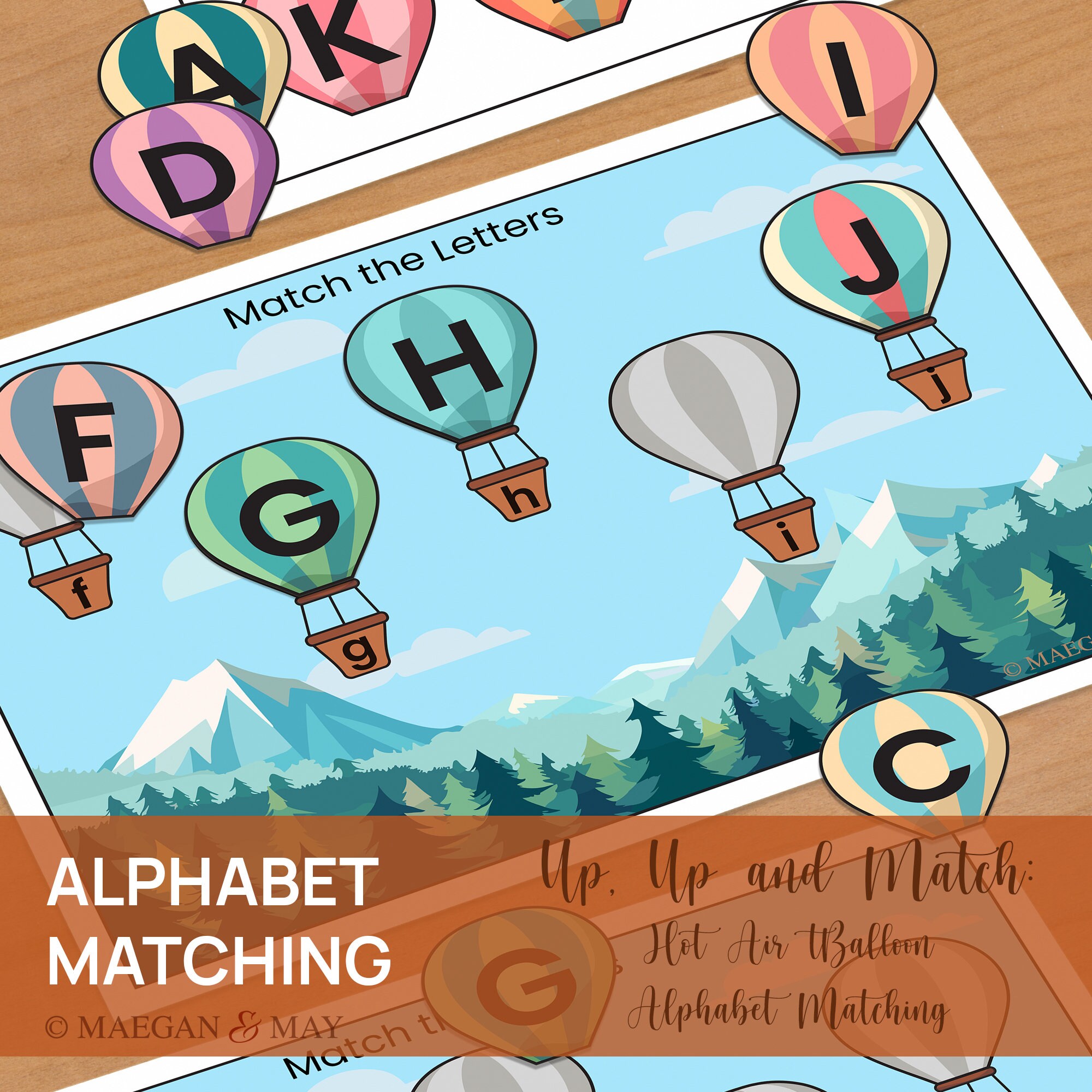 Alphabet Matching Worksheet for Preschoolers, Letter Pairing Activity ...
