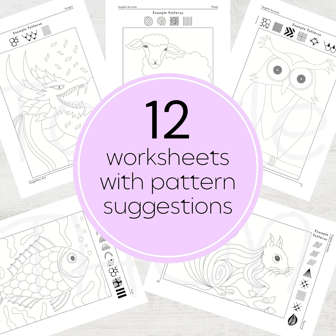 12 Animal Zentangle Templates With Pattern Examples and Ideas Sheet ...