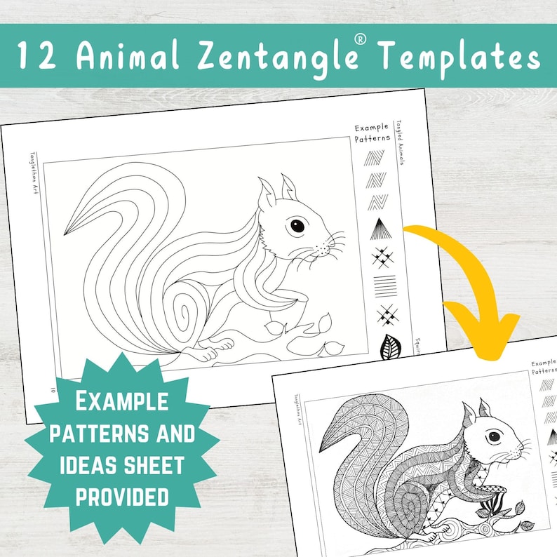 12 Animal Zentangle Templates With Pattern Examples and Ideas Sheet ...