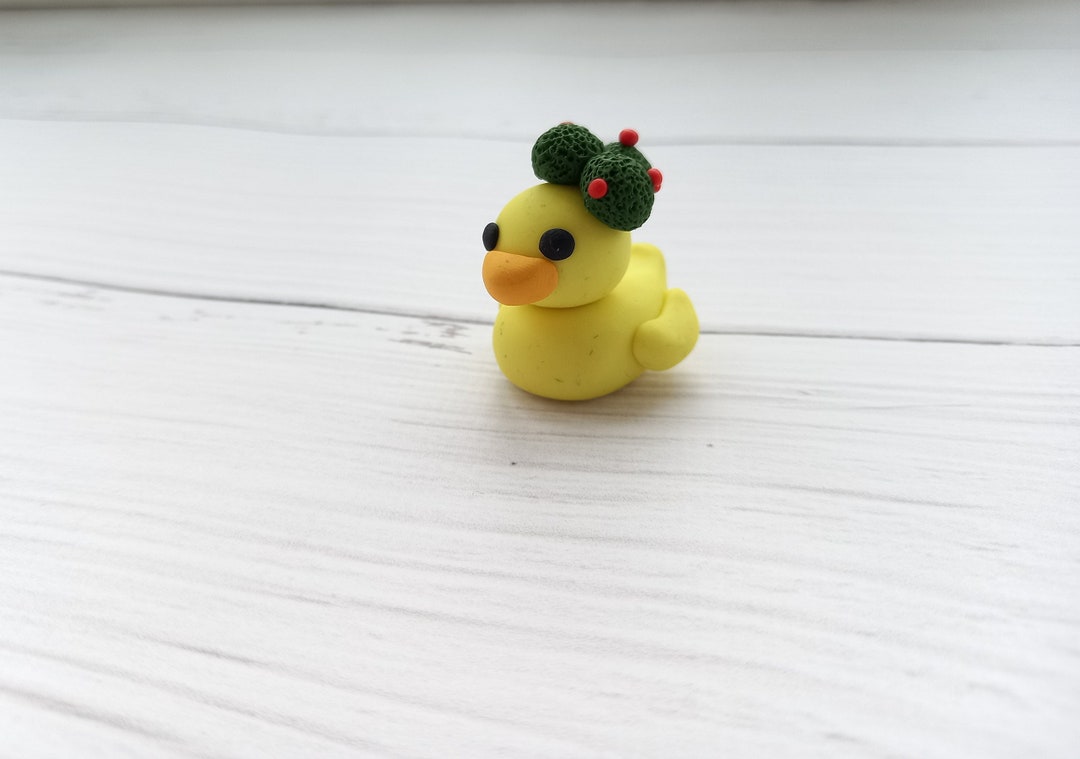 Desk Pet Duck Polymer Clay Tutorial Animal Figurine Dollhouse Miniature Desktop Decoration ...