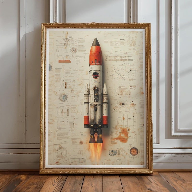 Rocket Ship Art - Etsy