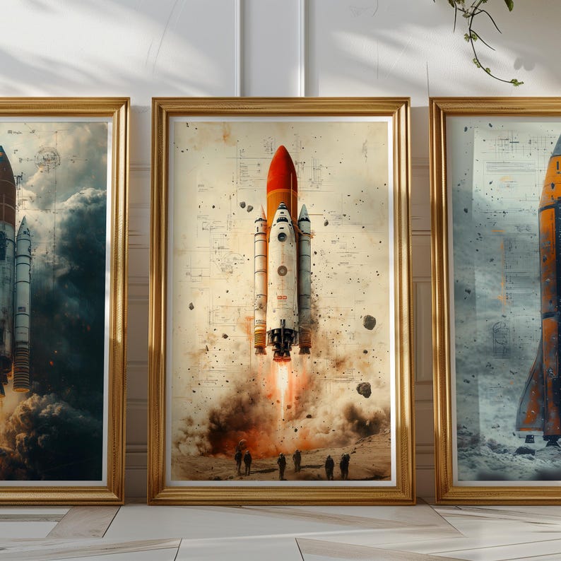 Epic Rocket Launch Poster, Teen Space Exploration Print, Game Room Art, Boys Space Gift, Office ...
