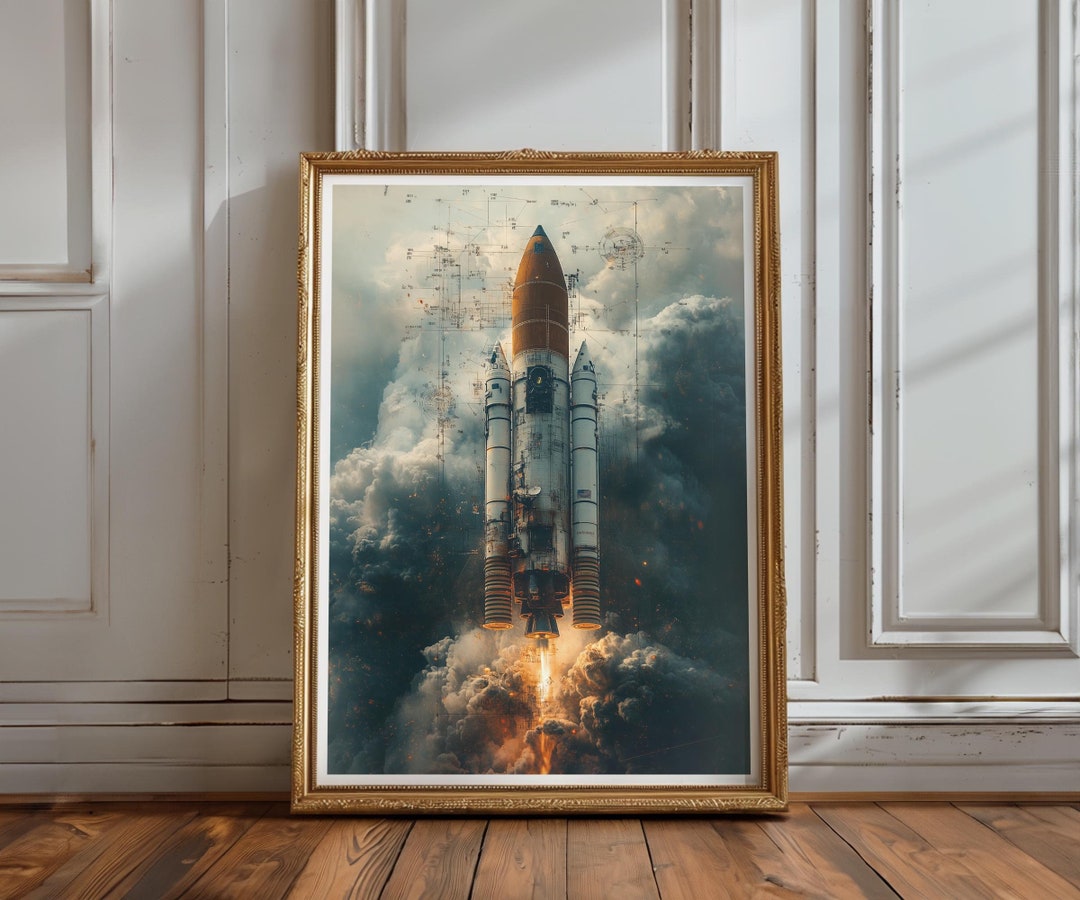 Rocket Launch Blueprint Poster | Vintage Nasa-inspired Space Art Print ...