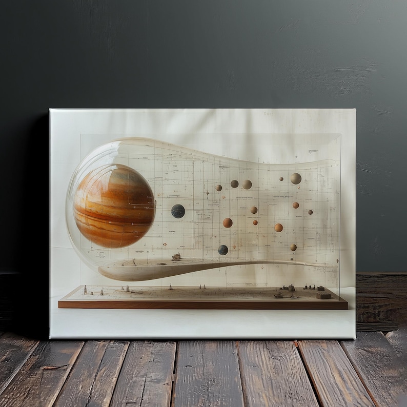 Solar System Orbit Art Canvas, Modern Space Wall Decor, Astronomy Lover ...
