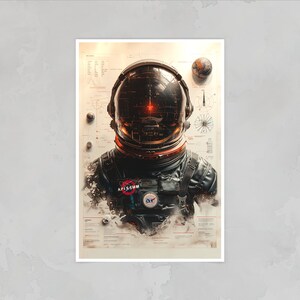 Teen Boy Astronaut Space Poster, Bedroom Art, Game Room Art, Moody ...