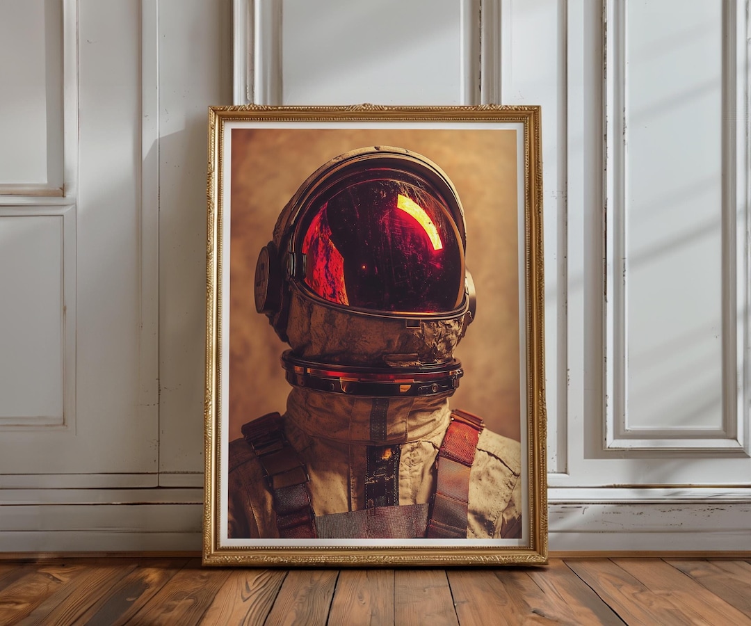 Retro Astronaut Helmet Poster, Space Exploration Wall Art, Vintage Sci ...