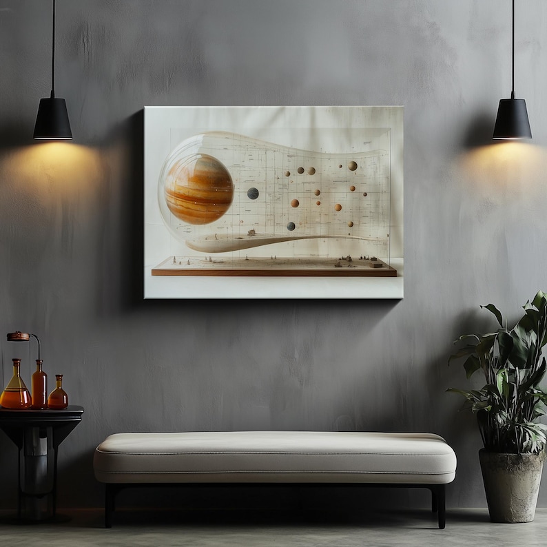 Solar System Orbit Art Canvas, Modern Space Wall Decor, Astronomy Lover ...