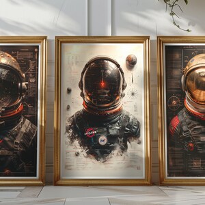 Teen Boy Astronaut Space Poster, Bedroom Art, Game Room Art, Moody ...