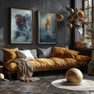 Teen Boy Space Astronaut Poster, Bedroom Art, Game Room Art, Moody ...