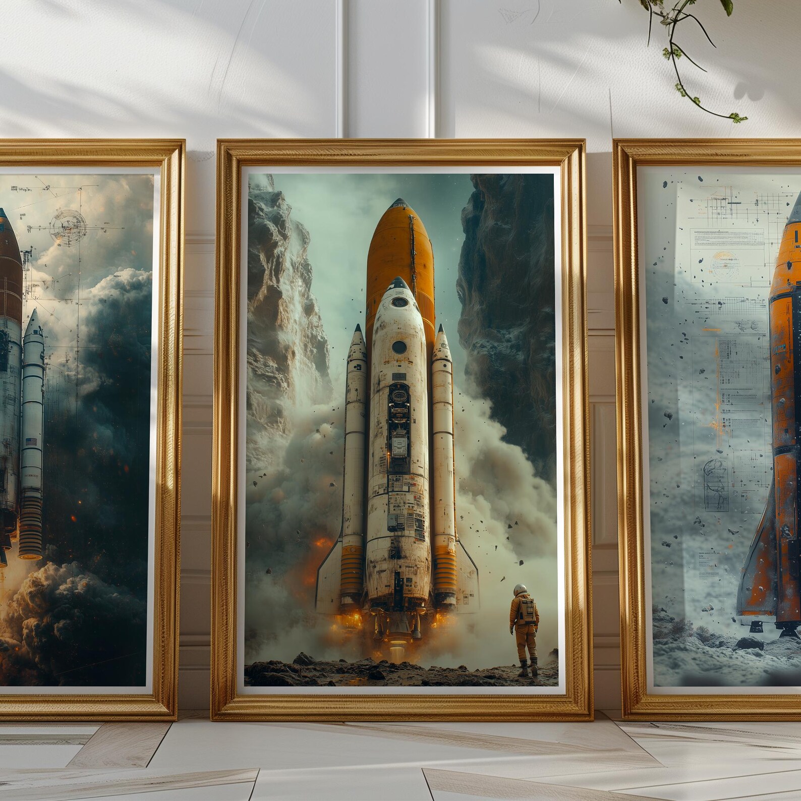 Retro NASA Space Shuttle Launch Poster | Vintage Sci-fi Rocket Wall Art ...