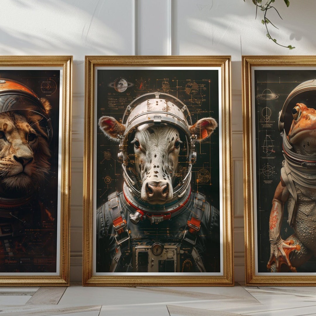Astronaut Cow Poster: Quirky Space Art Print No. 20 - Etsy