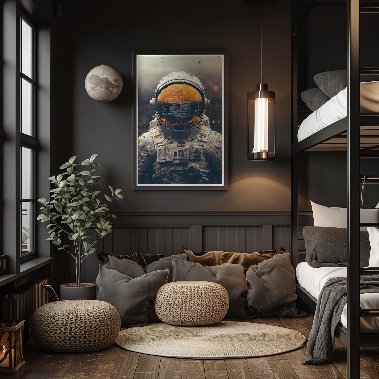 Teen Boy Astronaut Space Poster, Bedroom Art, Game Room Art, Moody ...