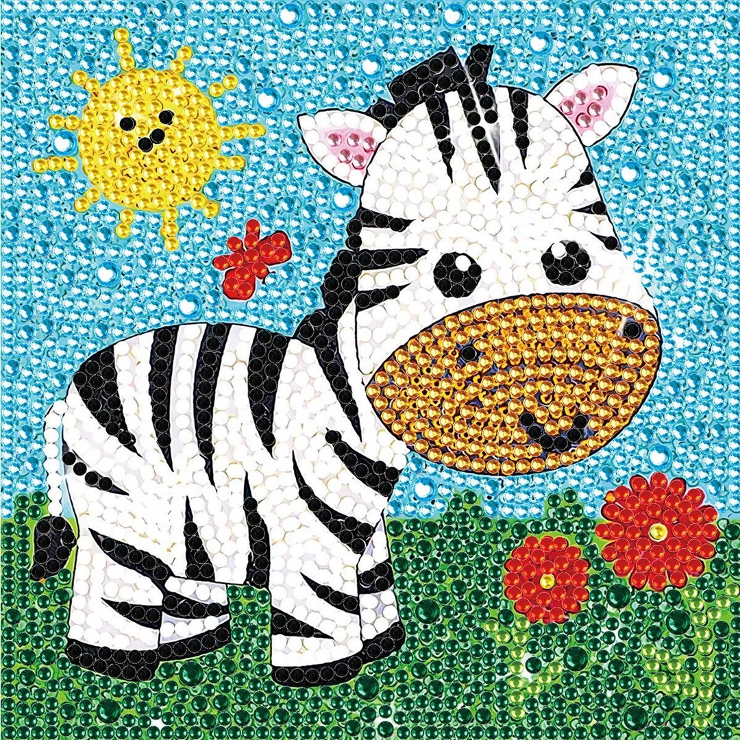 Diamond Art Kids, Diamond Painting Kit, DIY 5D, 5D Painting, Cute Zebra ...