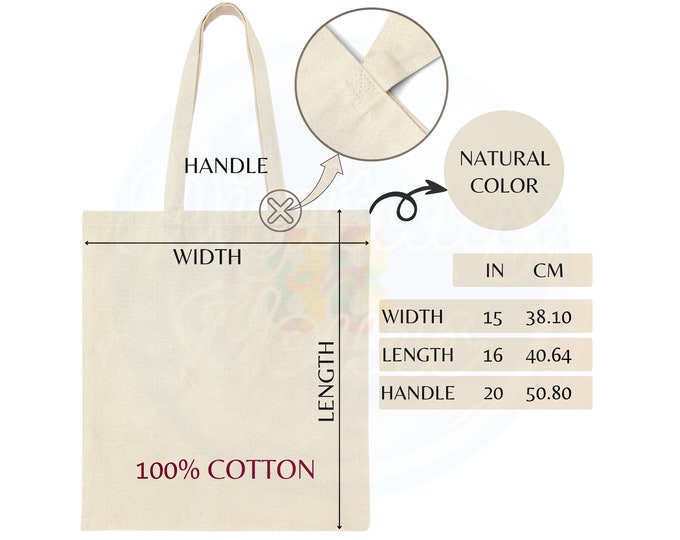 Cotton Canvas Tote Bag Size Chart, Liberty Bags OAD113 Tote Mockup Size ...