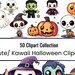 Cute/kawaii Halloween Clipart Bundle - Design Elements, White and ...