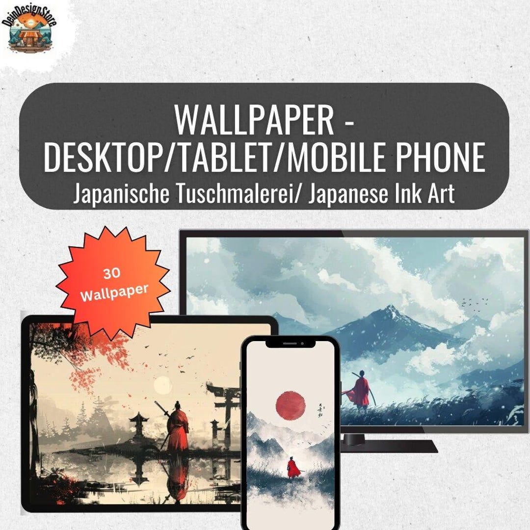 Japanese Ink Painting Wallpaper Bundle, 30 Wallpaper Mobile, Tablet ...