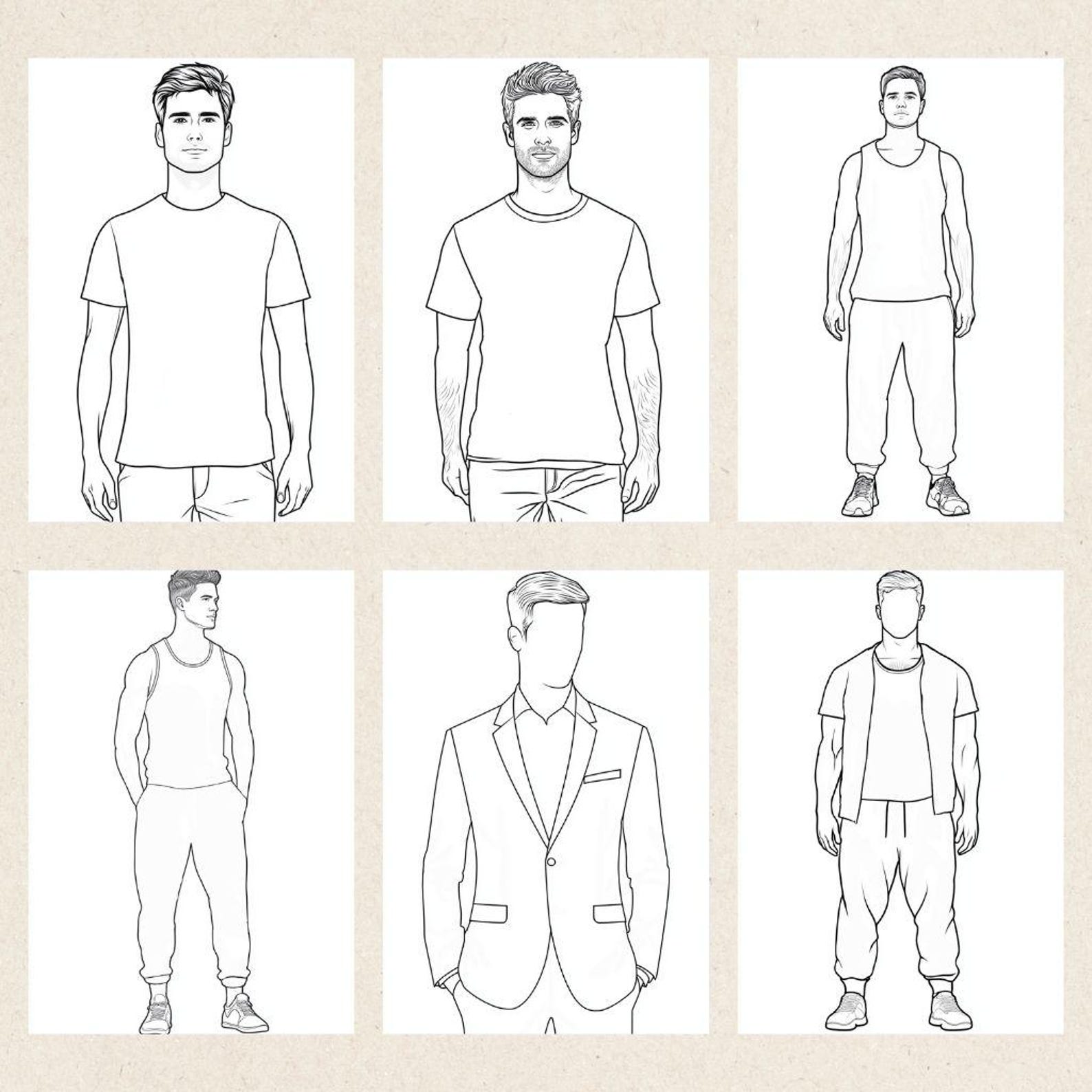 Men Fashion Templates Adults Coloring Pages Design Print Templates, 30 ...