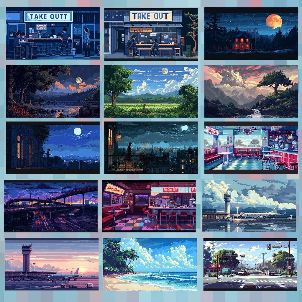 Pixel Art Wallpaper Bundle, Background for Frame TV, Desktop, Tablet or ...