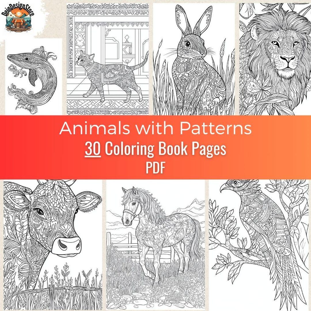 Animals Cool Patterns Coloring Pages Children Adults Coloring Pages ...