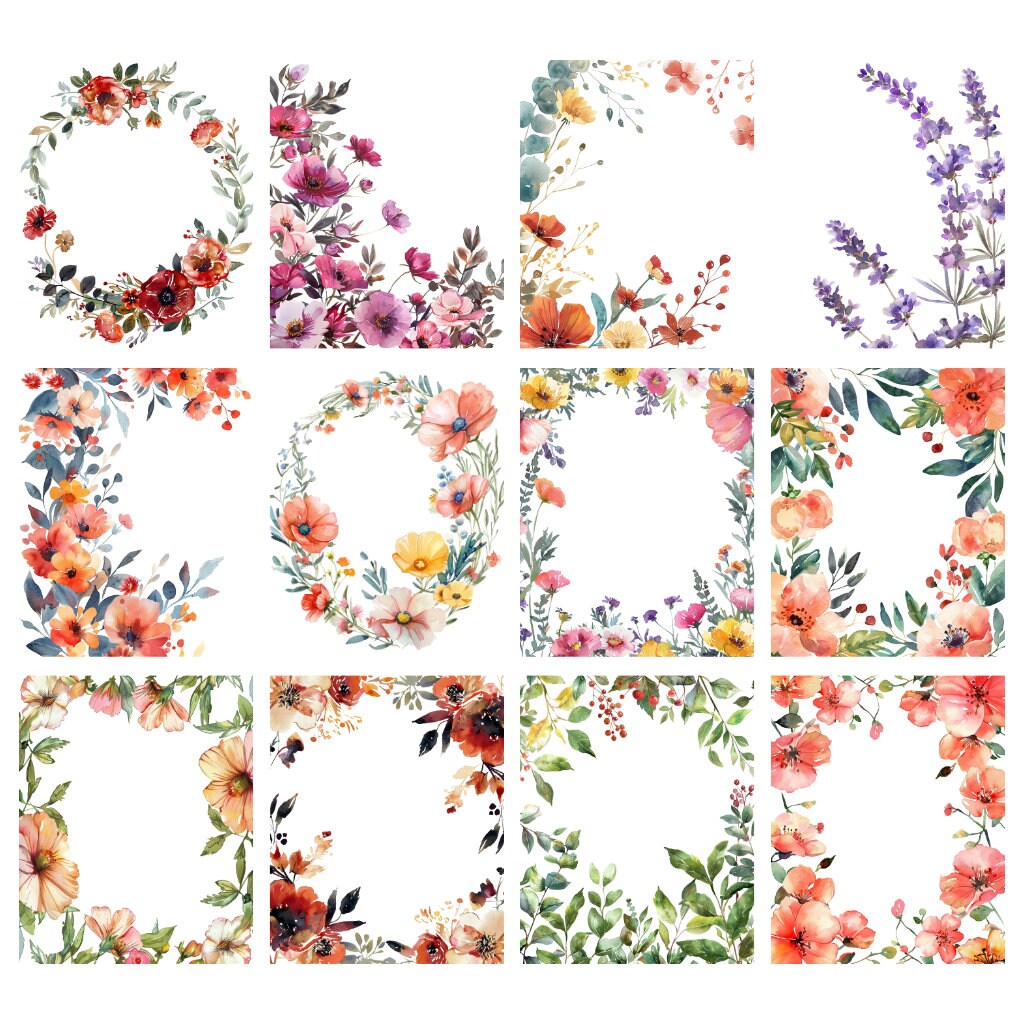 Digital Flowers and Plants Clipart Bundle - Design Elements for Card ...