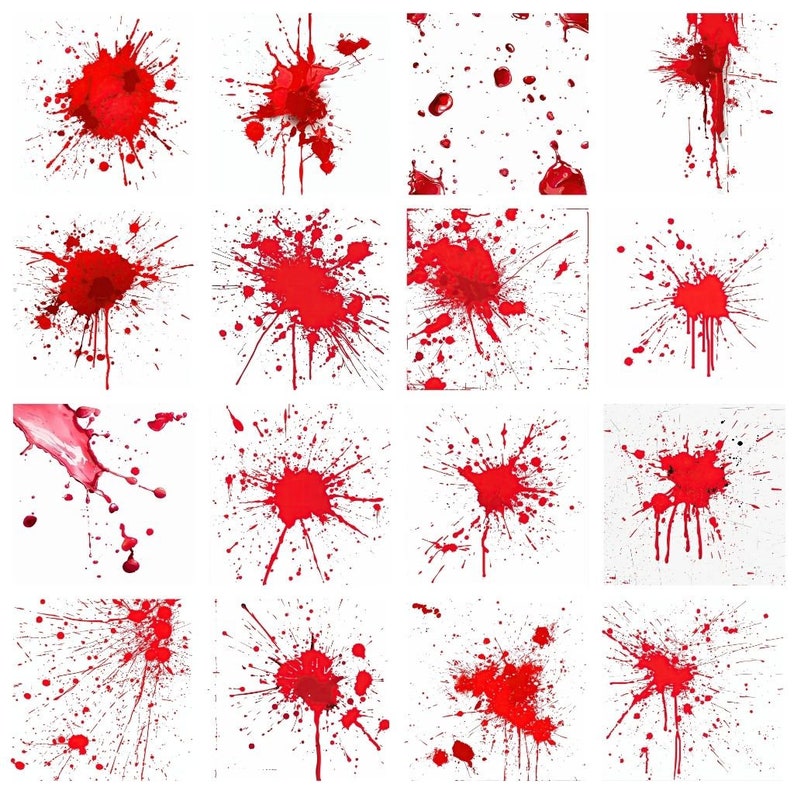 Clipart Blood Splatters / Gore - Watercolor and Clipart Style - Design ...