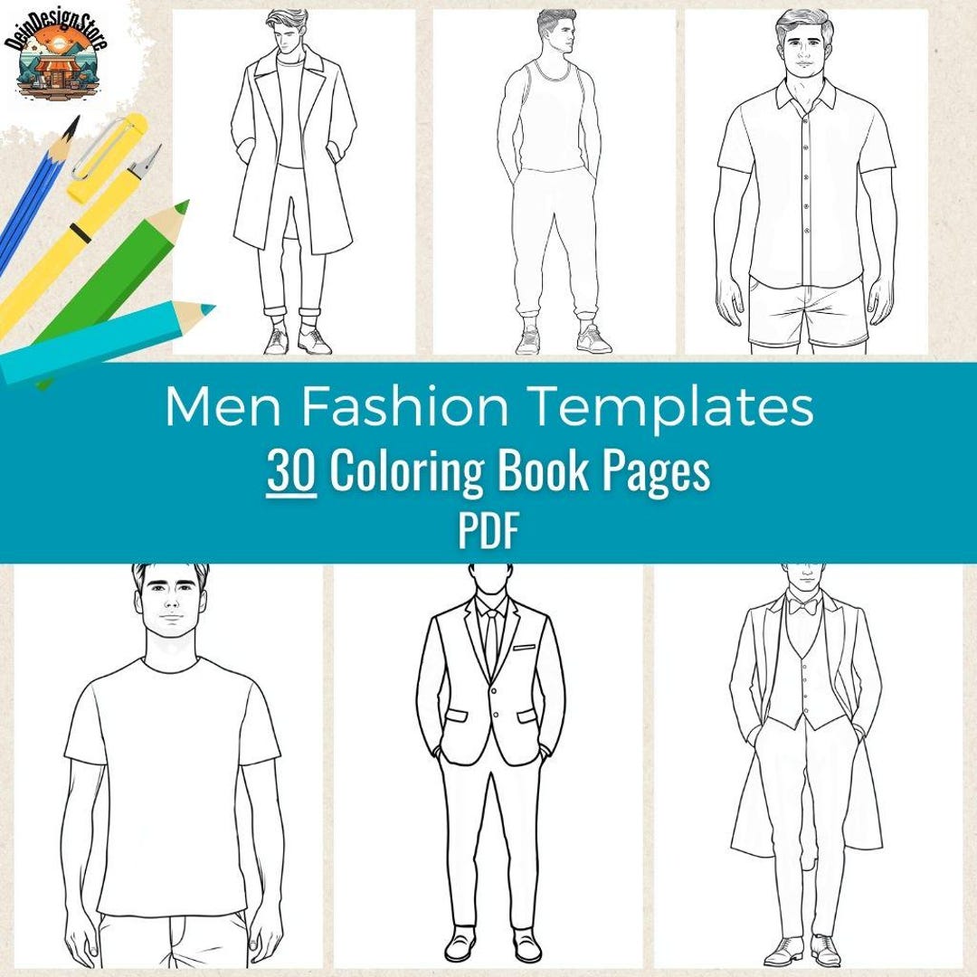 Men Fashion Templates Adults Coloring Pages Design Print Templates, 30 ...