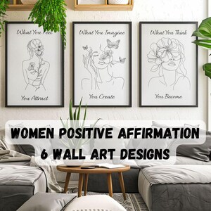 Women Positive Affirmation Line Drawing Art Print, Digital Download, 6 ...