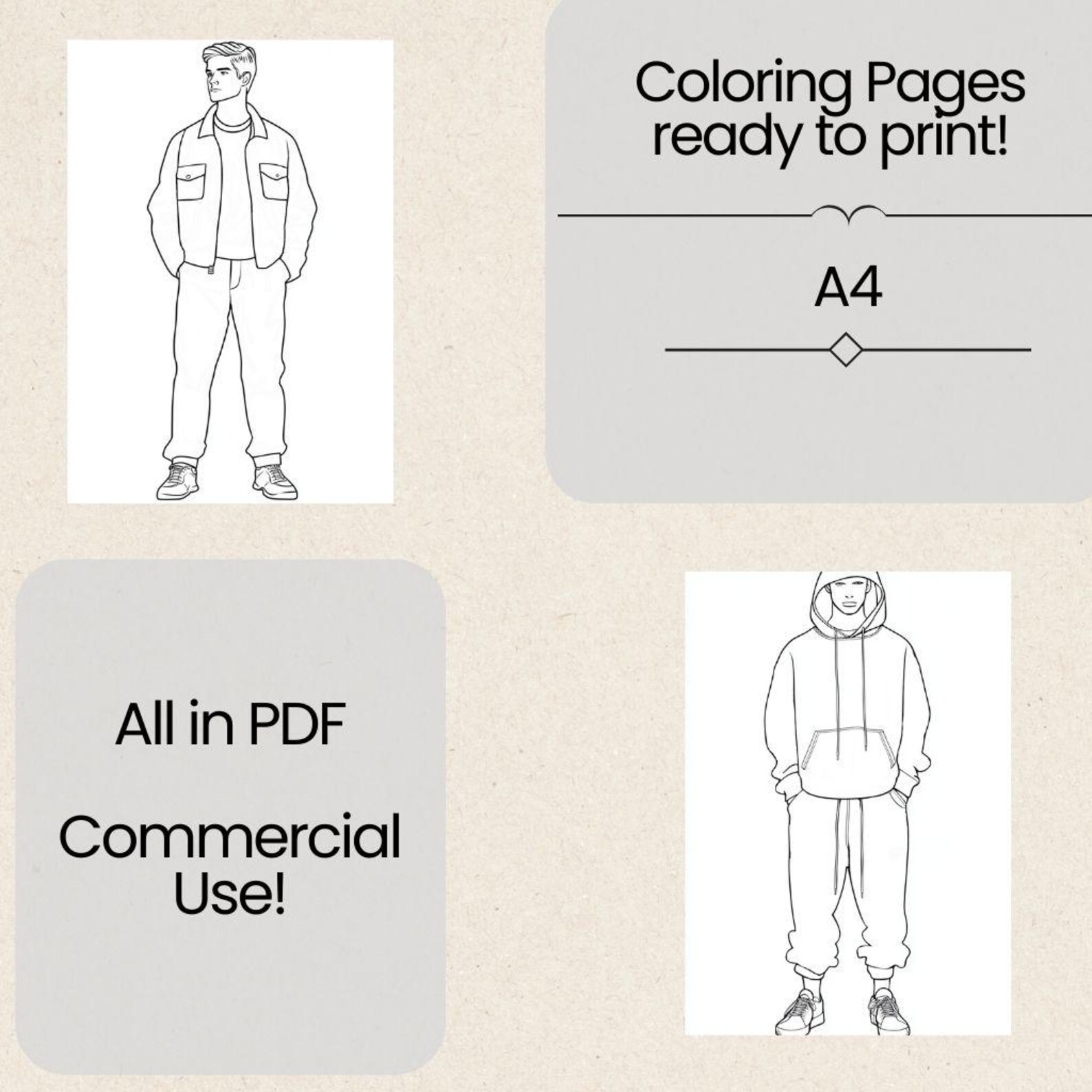 Men Fashion Templates Adults Coloring Pages Design Print Templates, 30 ...