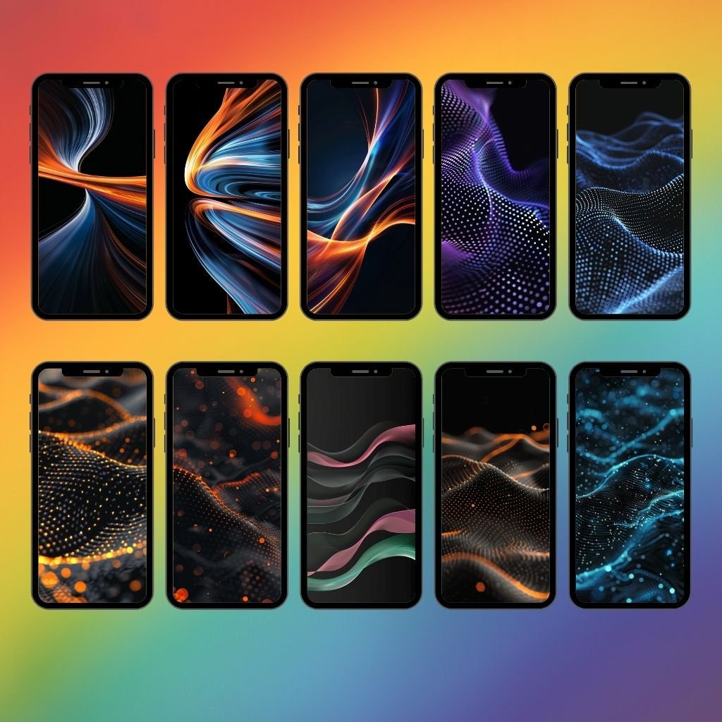 Colorful Light Rays and Dots Wallpaper Bundle for Your Mobile Phone, 30 ...