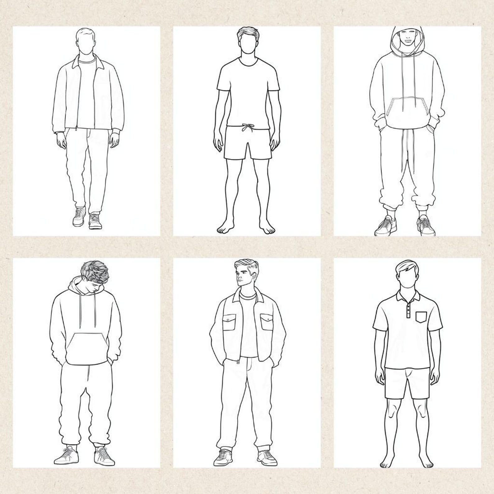 Men Fashion Templates Adults Coloring Pages Design Print Templates, 30 ...