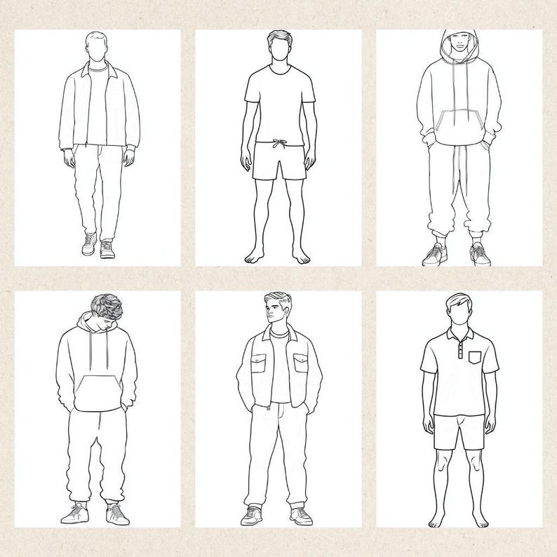 Men Fashion Templates Adults Coloring Pages Design Print Templates, 30 ...