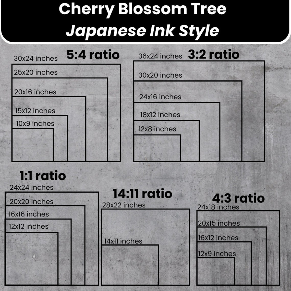 Cherry Blossom Tree Print Art, Digital Download, 3 Motifs in 5 Sizes ...