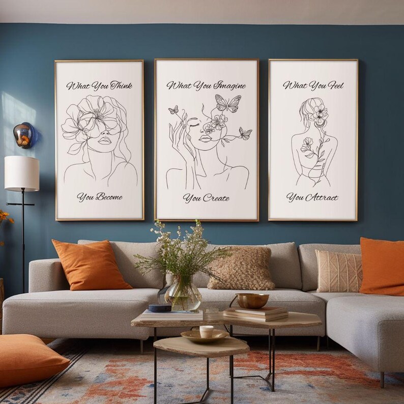 Women Positive Affirmation Line Drawing Art Print, Digital Download, 6 ...