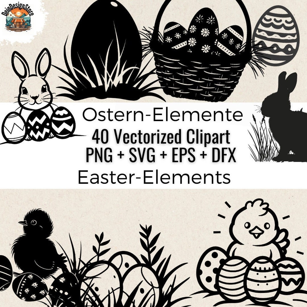 Easter Clipart Elements, Svg, Png, Eps, Dfx Bundle, Digital Download ...