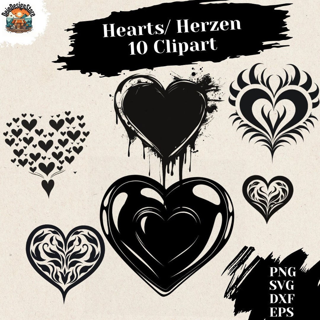 Heart Clipart Bundle Vectorized Clipart for Cards, Canva, Design, Cut ...