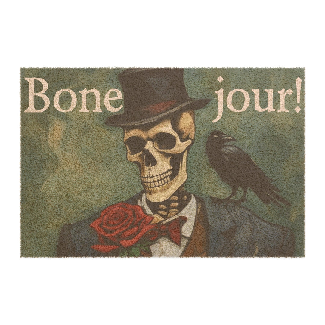Bone-jour Halloween Welcome Mat - Etsy