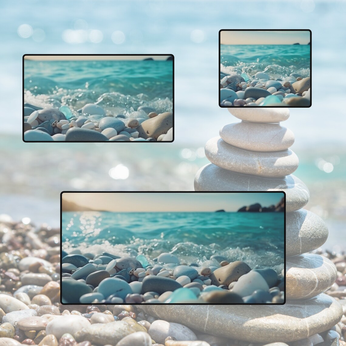 Seaside Pebbles Inspired Mouse Pad Carpet Handcrafted Felt Desk ...