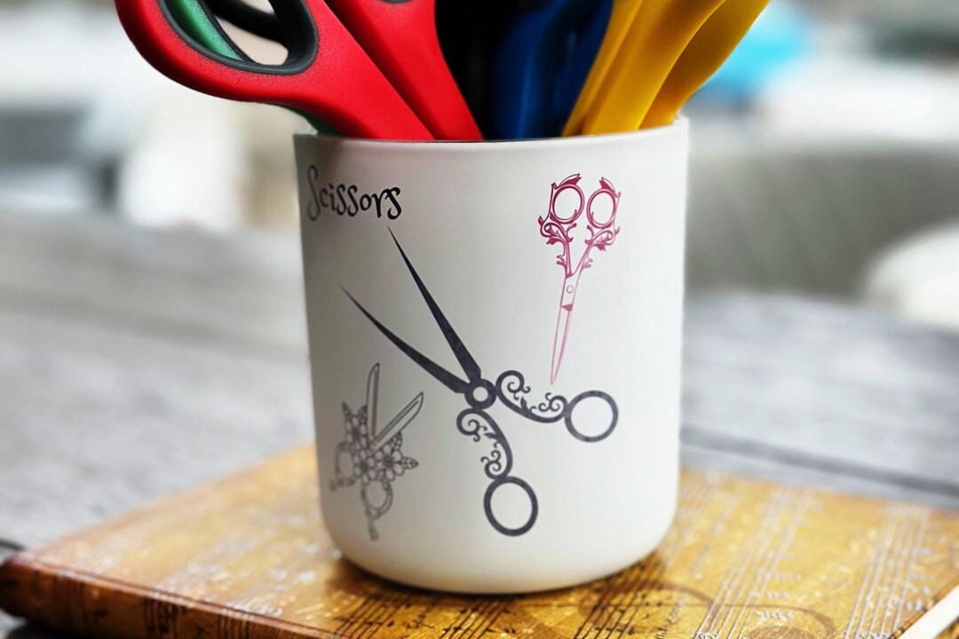 Scissor Holder Desk Organizer: 16oz Glass Craft Room Decor - Etsy