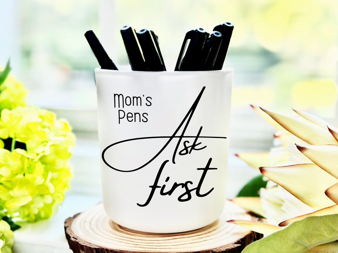 Funny Pen Holder Personalize With Mom, Dad or Name Desk Organizer Black ...