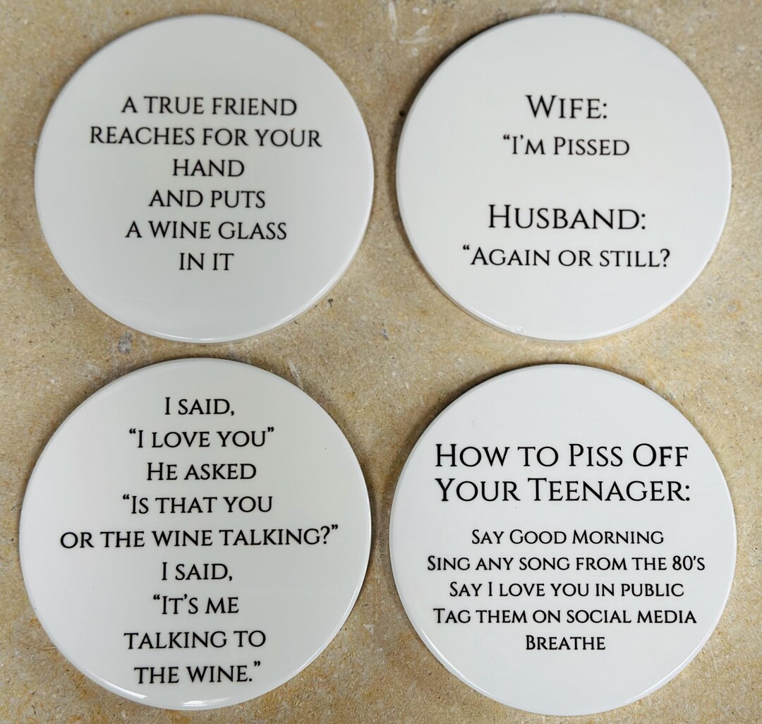 Hilarious Farmhouse Drink Coasters Set for Game Night, Wine and Beer ...