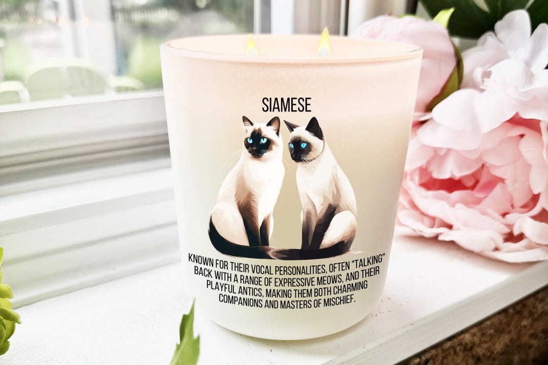 Siamese Cat Candle With Humorous Traits for Unique Gifts- Coaster- Ornament-single or Double ...