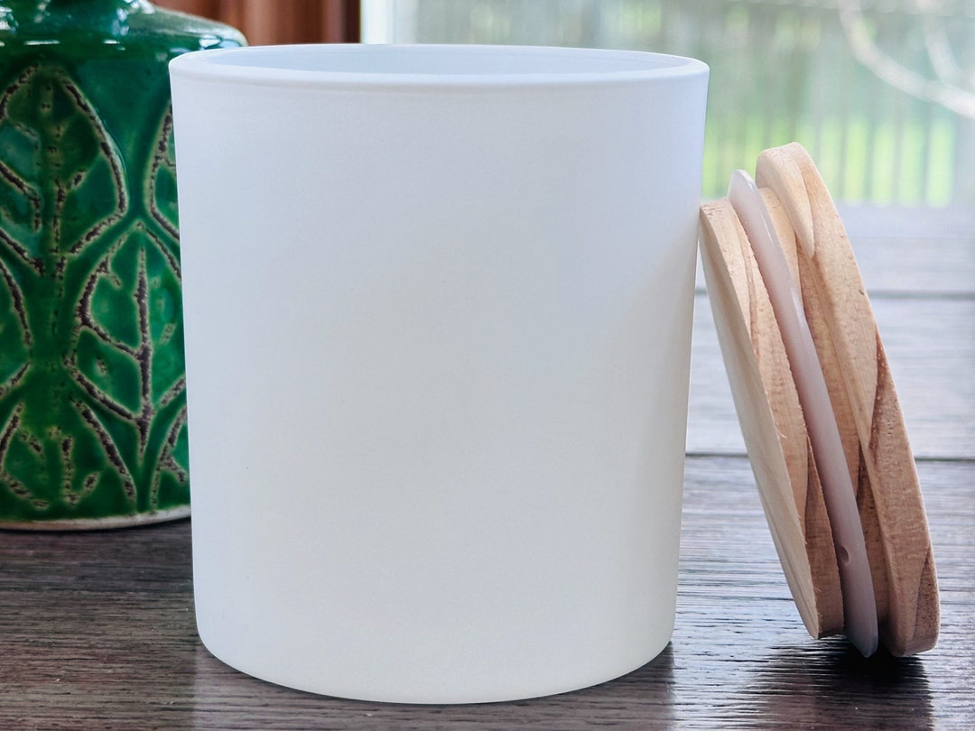 8 Oz White Matte Strait Sided Candle Wood Lid No Label Candle Gifts for ...