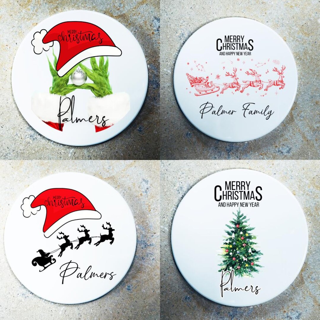Custom Grinch Christmas Coasters Set of 4 Personalized Family Name ...