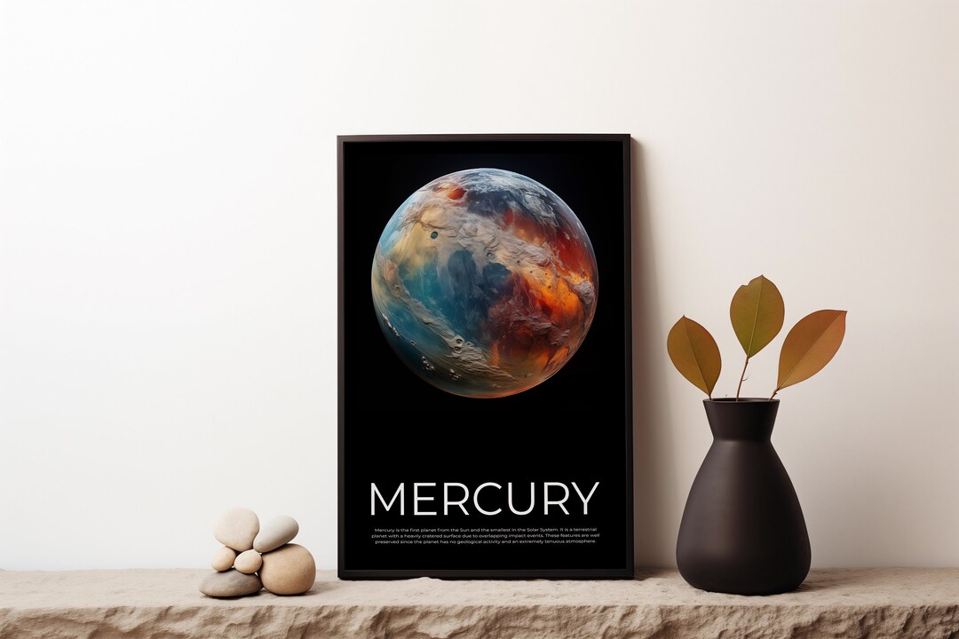 Mercury Poster, Mercury Planet, Mercury Wall Art, Mercury Space Poster ...